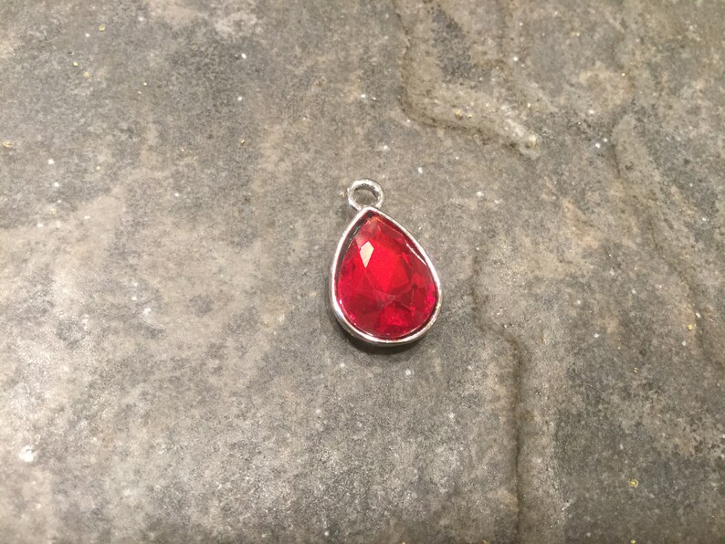 Ruby Red Bezel Set Faceted Rhinestone Charms Teardrop Shaped - Etsy
