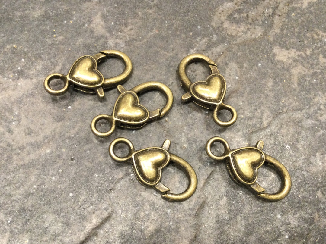Large Heart Filigree Lobster Claw Clasps Package of 5 Antique Bronze ...