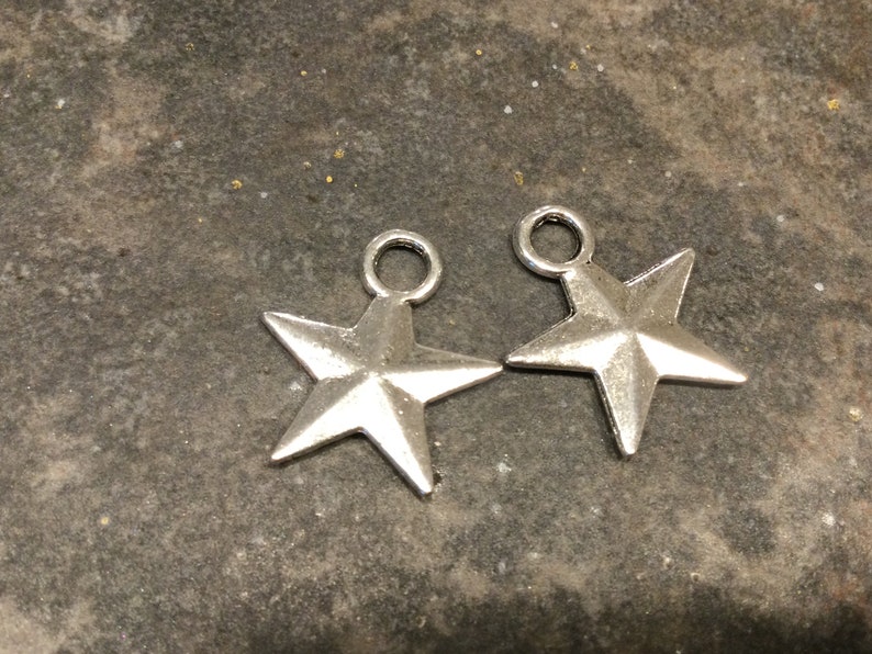 CLEARANCE Star Charms Package of 5 Charms Rustic Star Charms Three ...