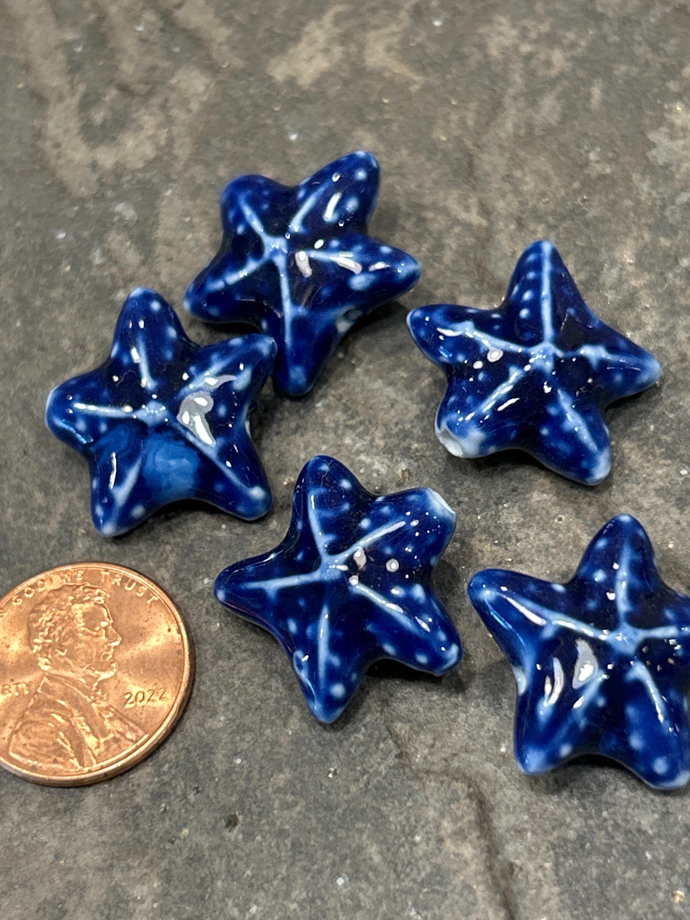 Porcelain Starfish Beads in Nautical Blue Package of 5 Focal Beads - Etsy