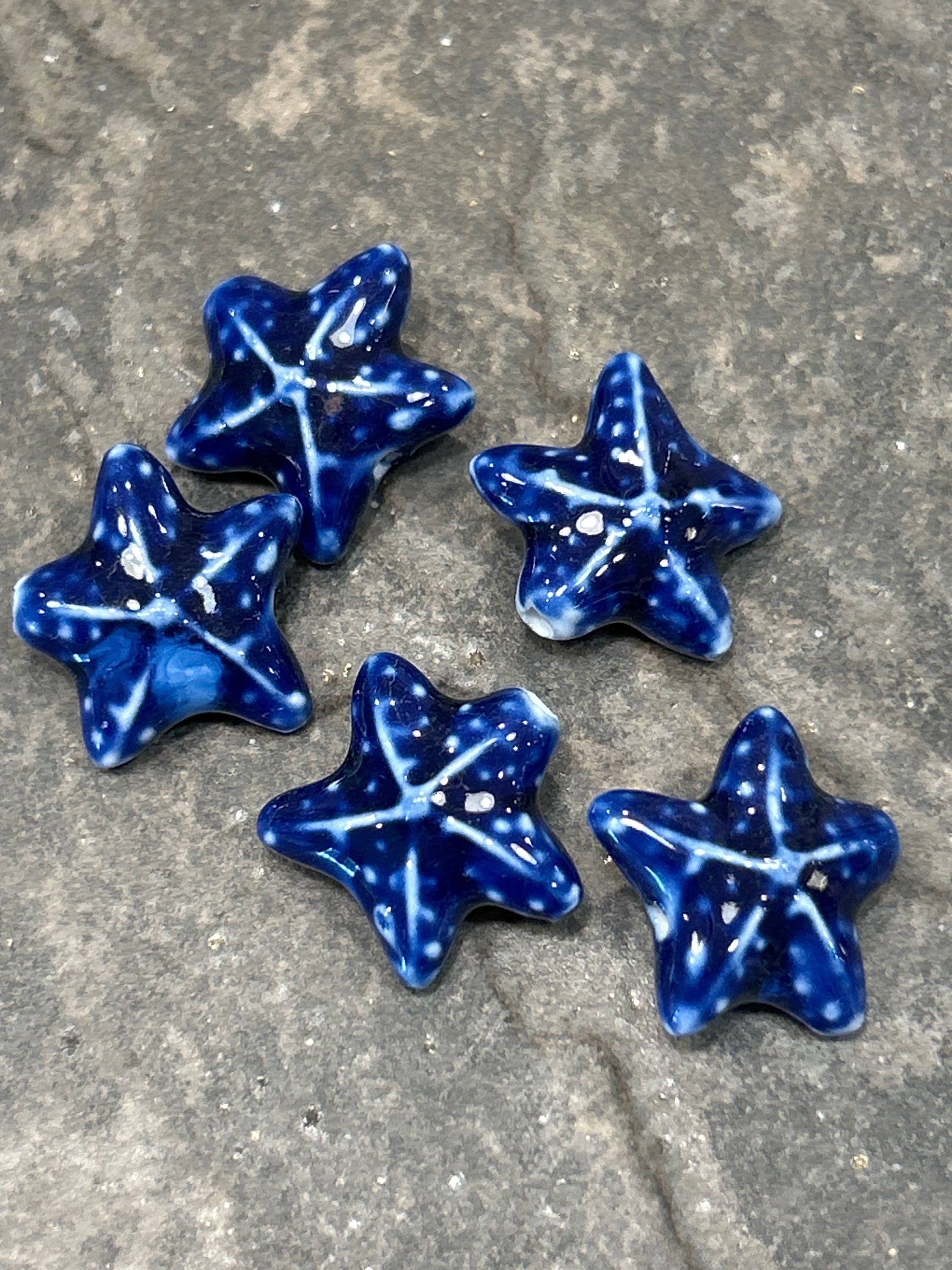 Porcelain Starfish Beads in Nautical Blue Package of 5 Focal Beads - Etsy
