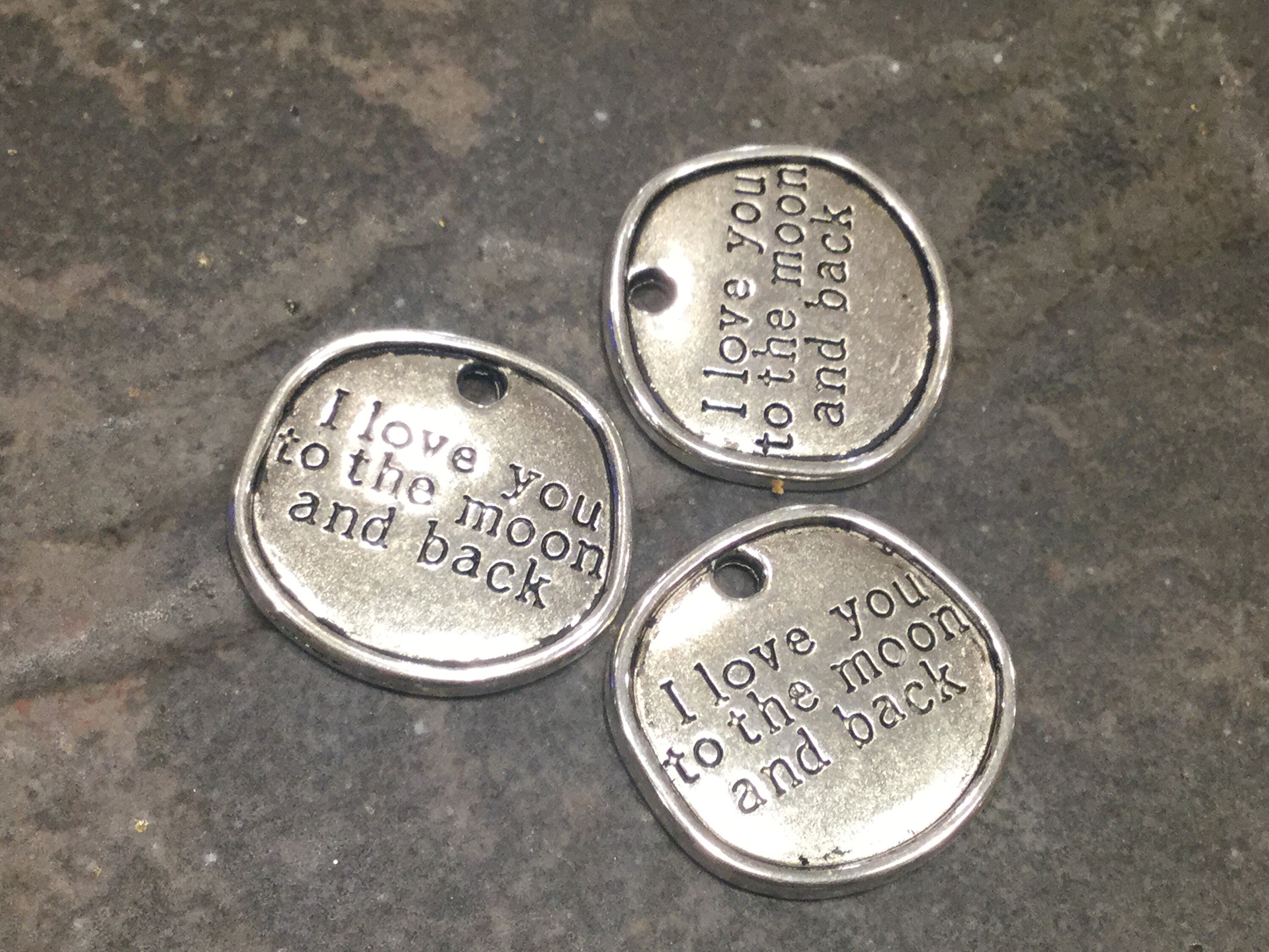 I Love You to the Moon and Back charms Package of 3 charms | Etsy