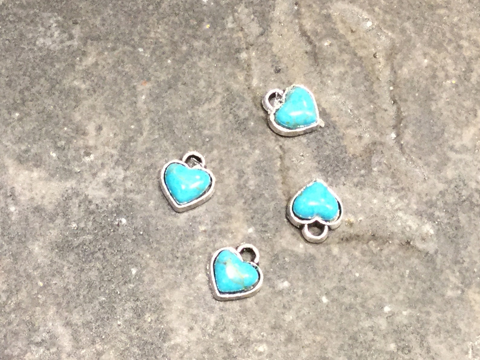 Tiny Turquoise Heart Pendants With Howlite Cabochon Package of - Etsy