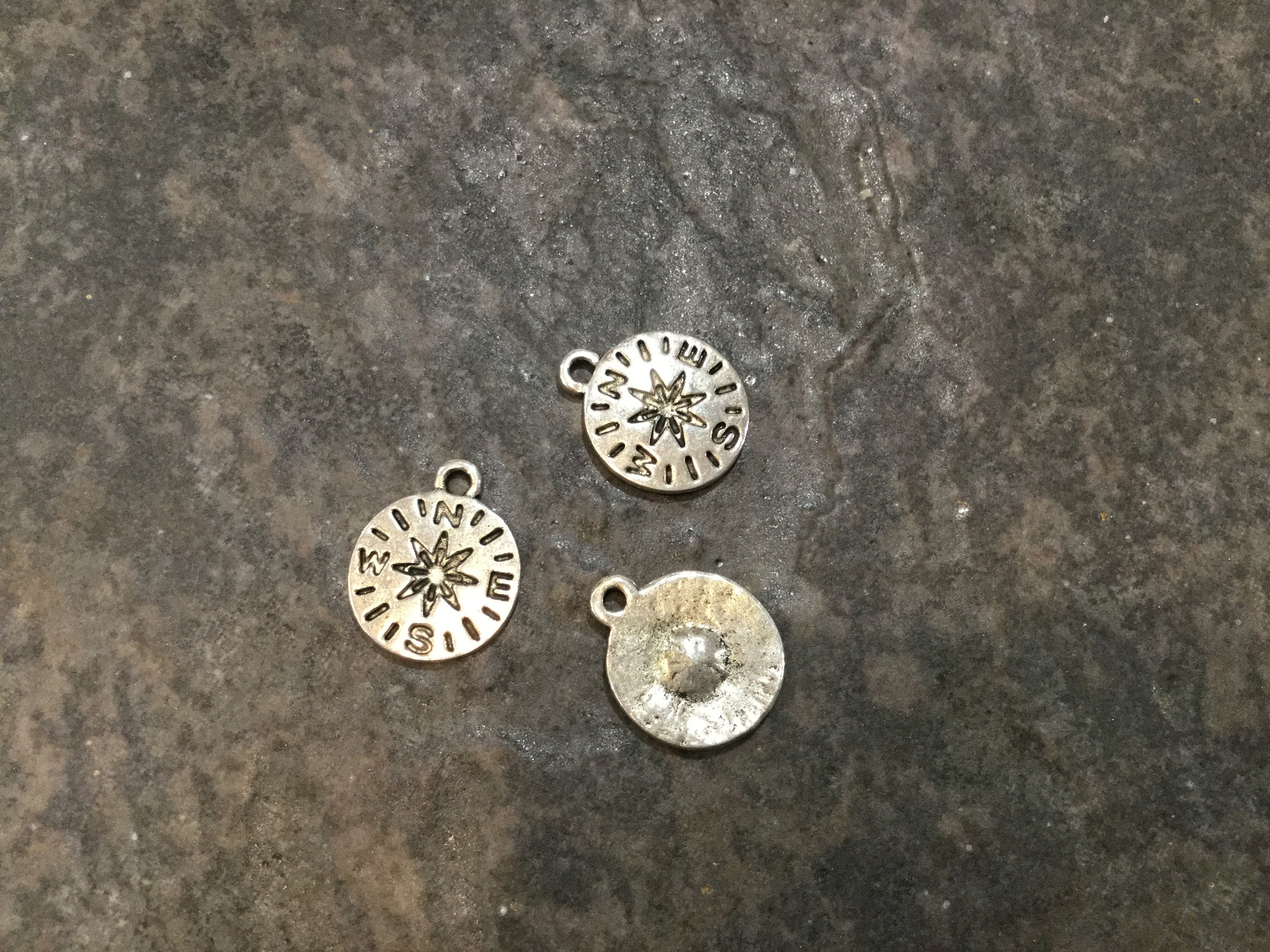 CLEARANCE Mini Compass Charms in Antique Silver Finish - Etsy