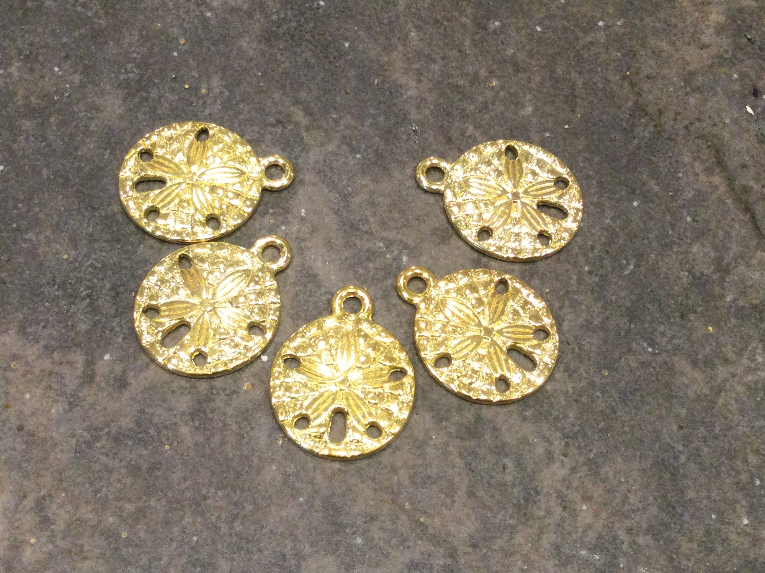 Sand Dollar Charms in Gold Finish Package of 5 Charms Top - Etsy