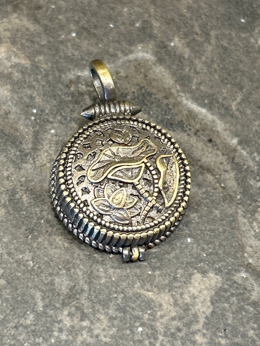 Antique Bronze Locket Pendants With Large Hole Bail and Floral Pattern ...