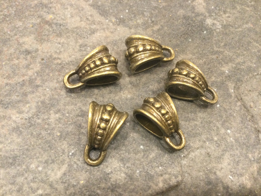 Antique Bronze Charm Bails Package of 5 Large Hole, Ornate Charm ...