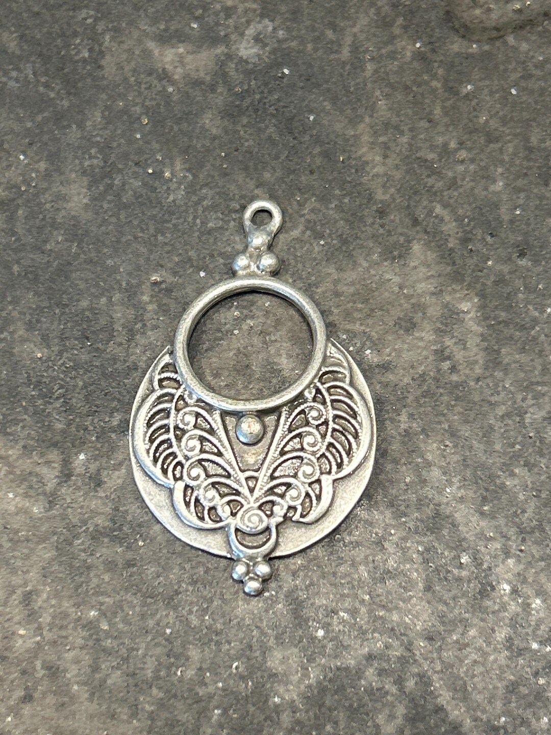 Silver Pendant With Textured Design One Pendant Artisan Style Pendant ...