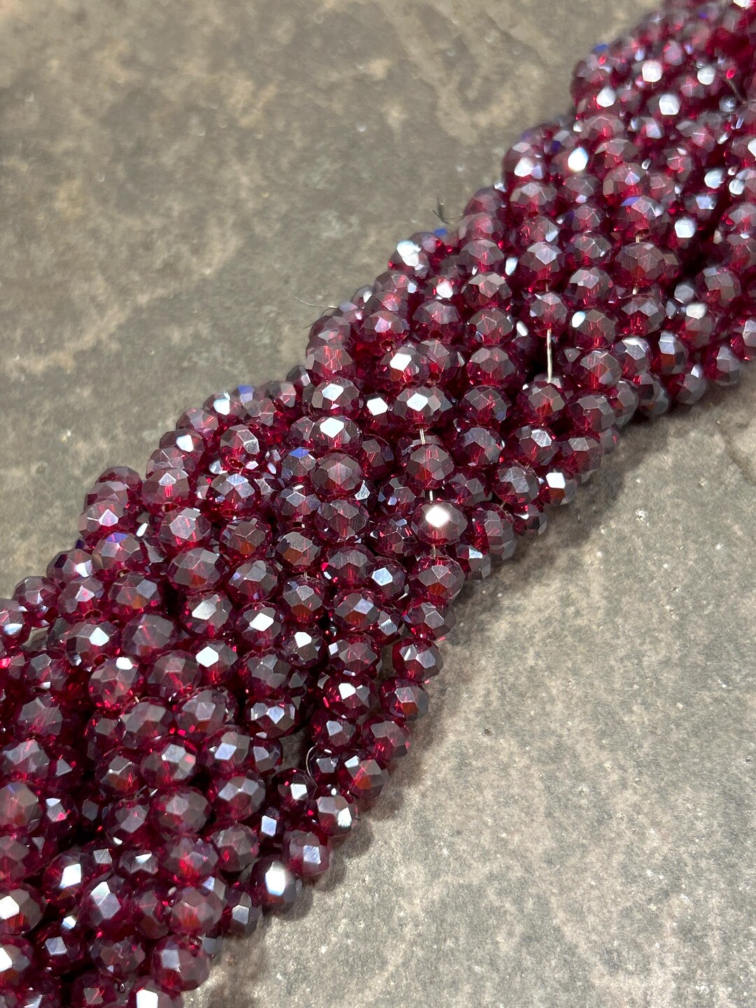 Garnet Red Pearl Luster Faceted Crystal Rondelle Beads 6mm 16 Inch ...