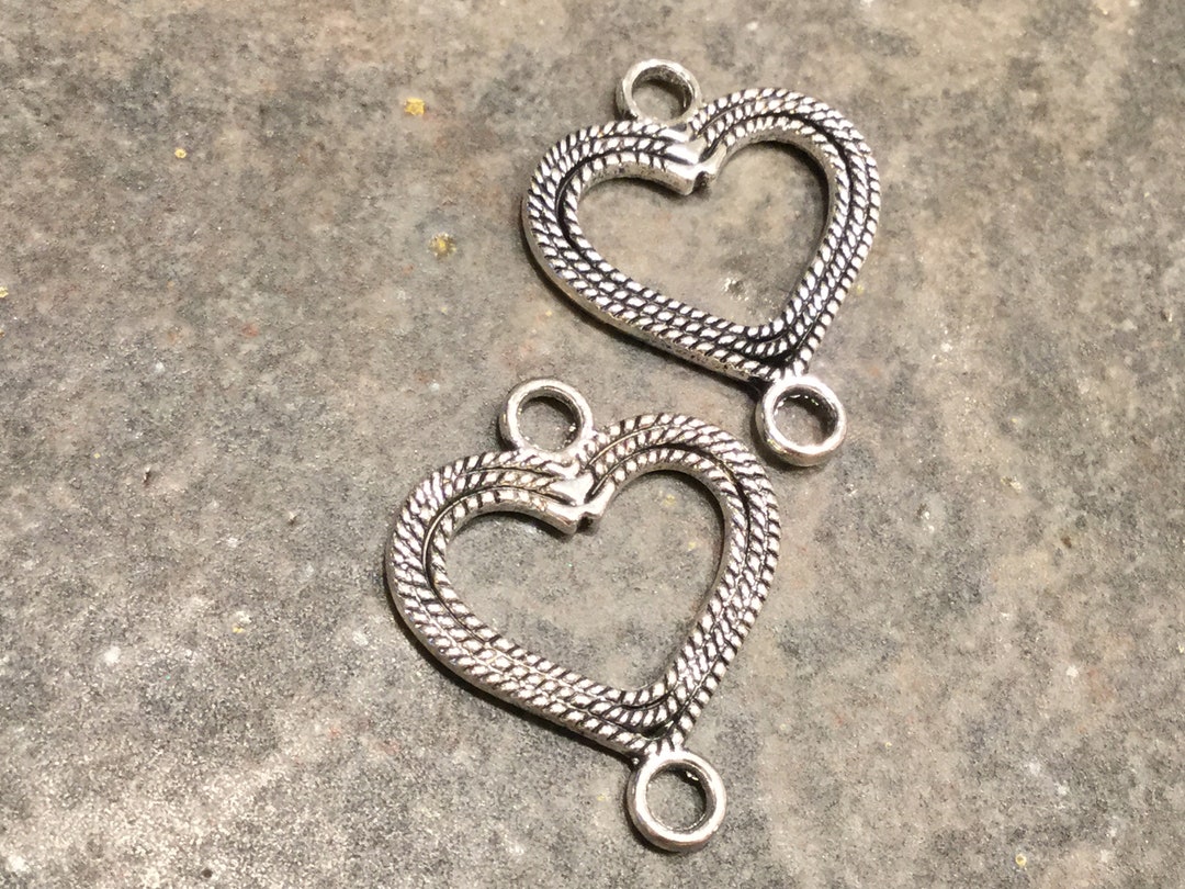 CLEARANCE Heart Shaped Silver Connectors for Jewelry Making Earring ...