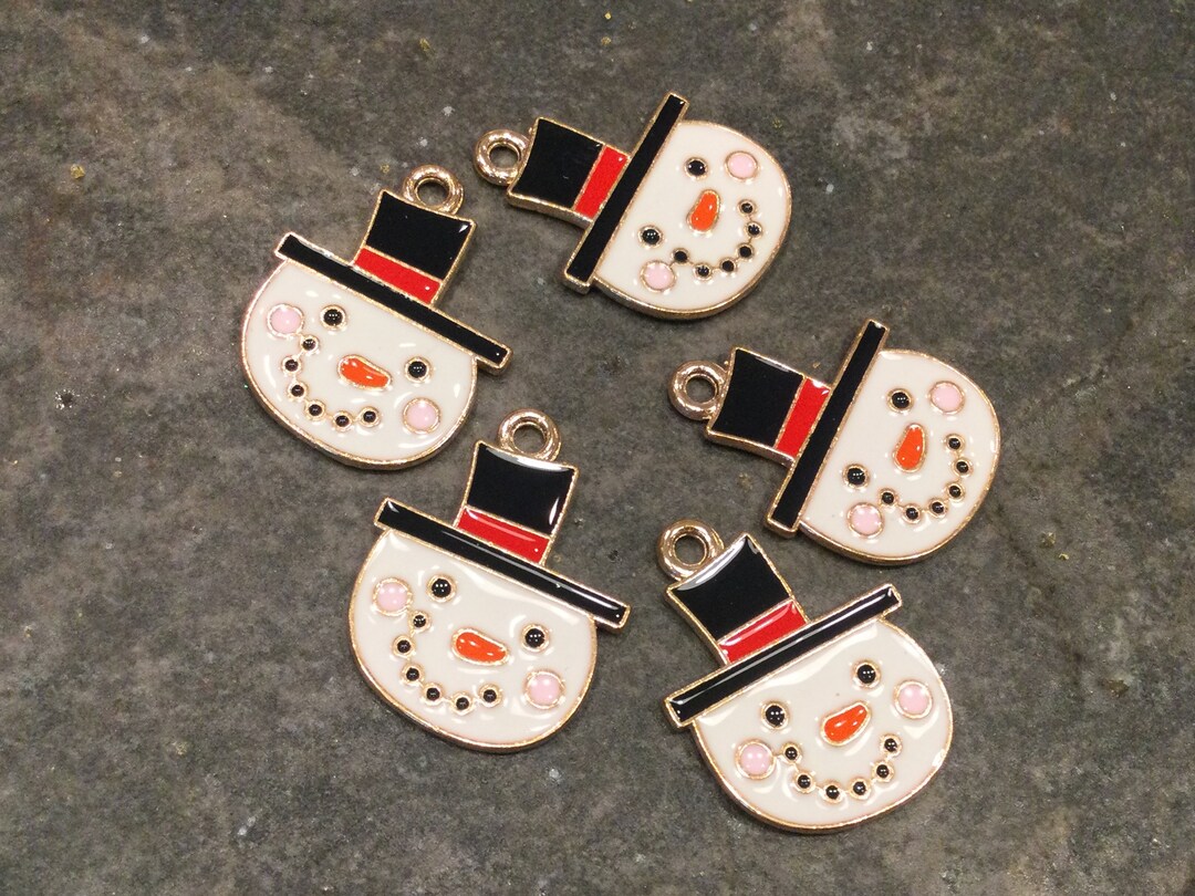 Enamel Snowman Charms Set of 5 High Quality Charms Great for Earrings ...