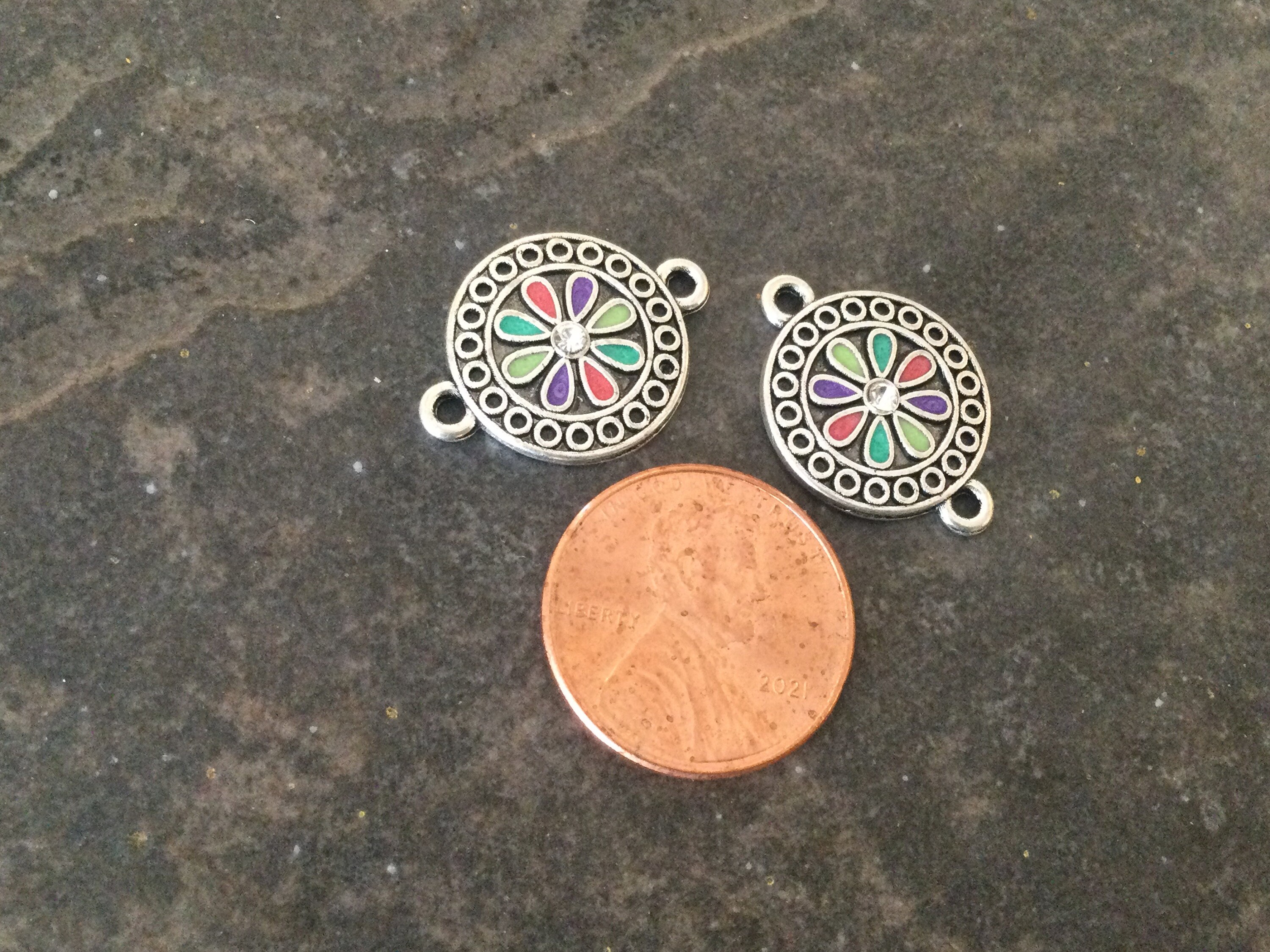 Colorful Enamel Connectors With Rhinestone Detail for Jewelry - Etsy