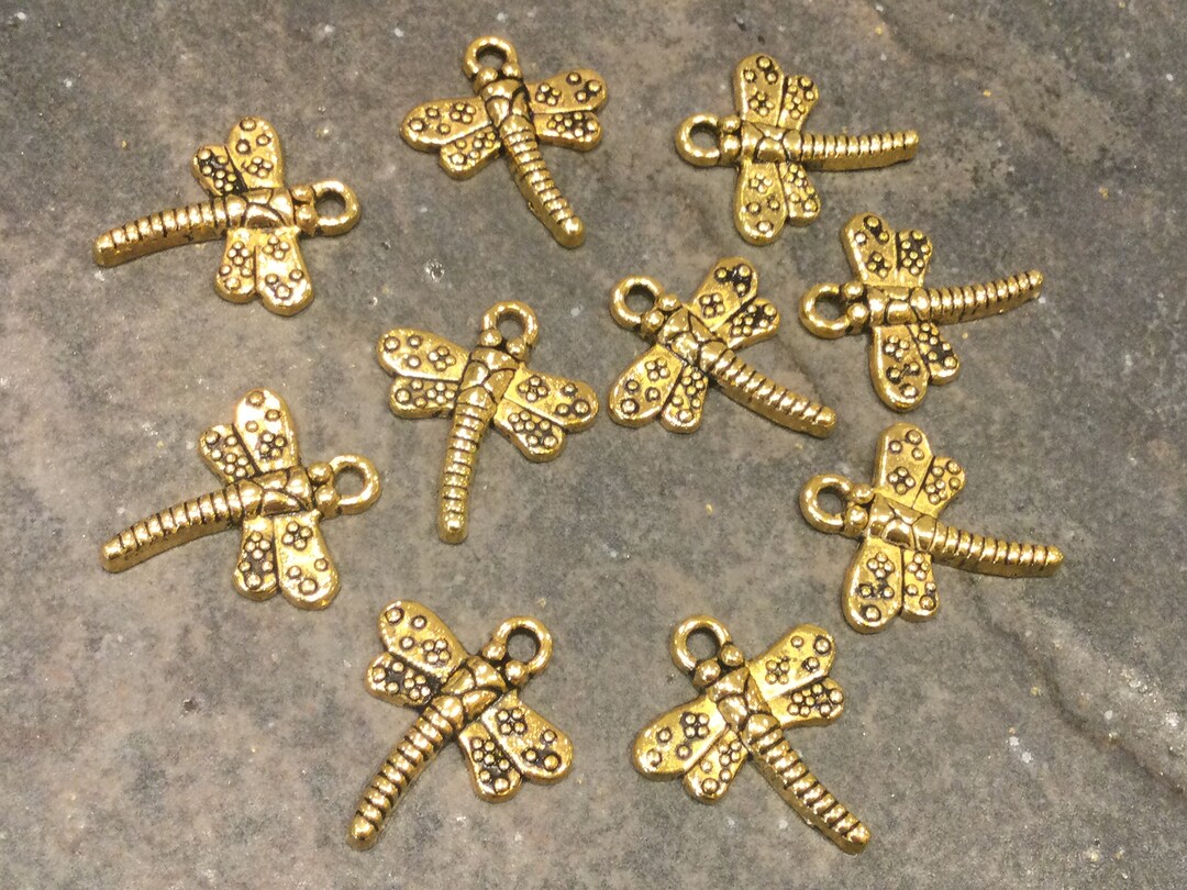 SPECIAL BUY Elegant Gold Dragonfly Charms Package of 10 Charms Perfect ...