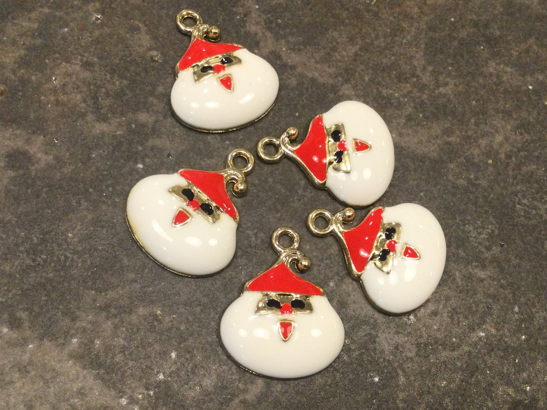 Enamel Santa Claus Charms Set of 5 High Quality Charms in Gold Finish ...