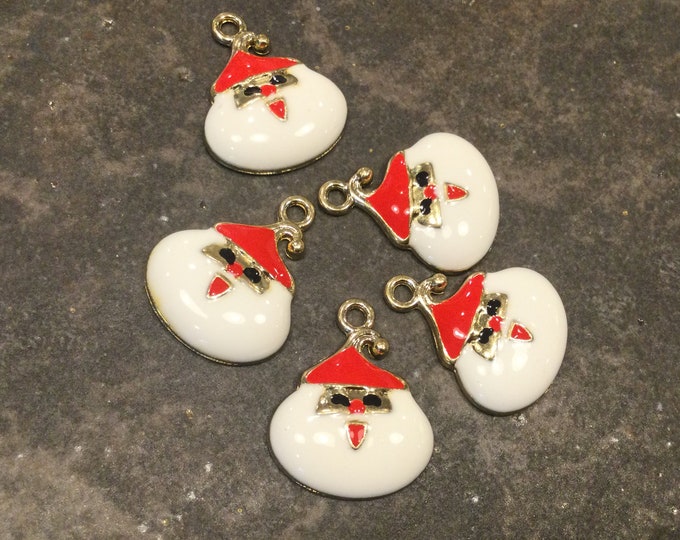 Enamel Santa Claus Charms Set of 5 High Quality Charms in Gold Finish ...