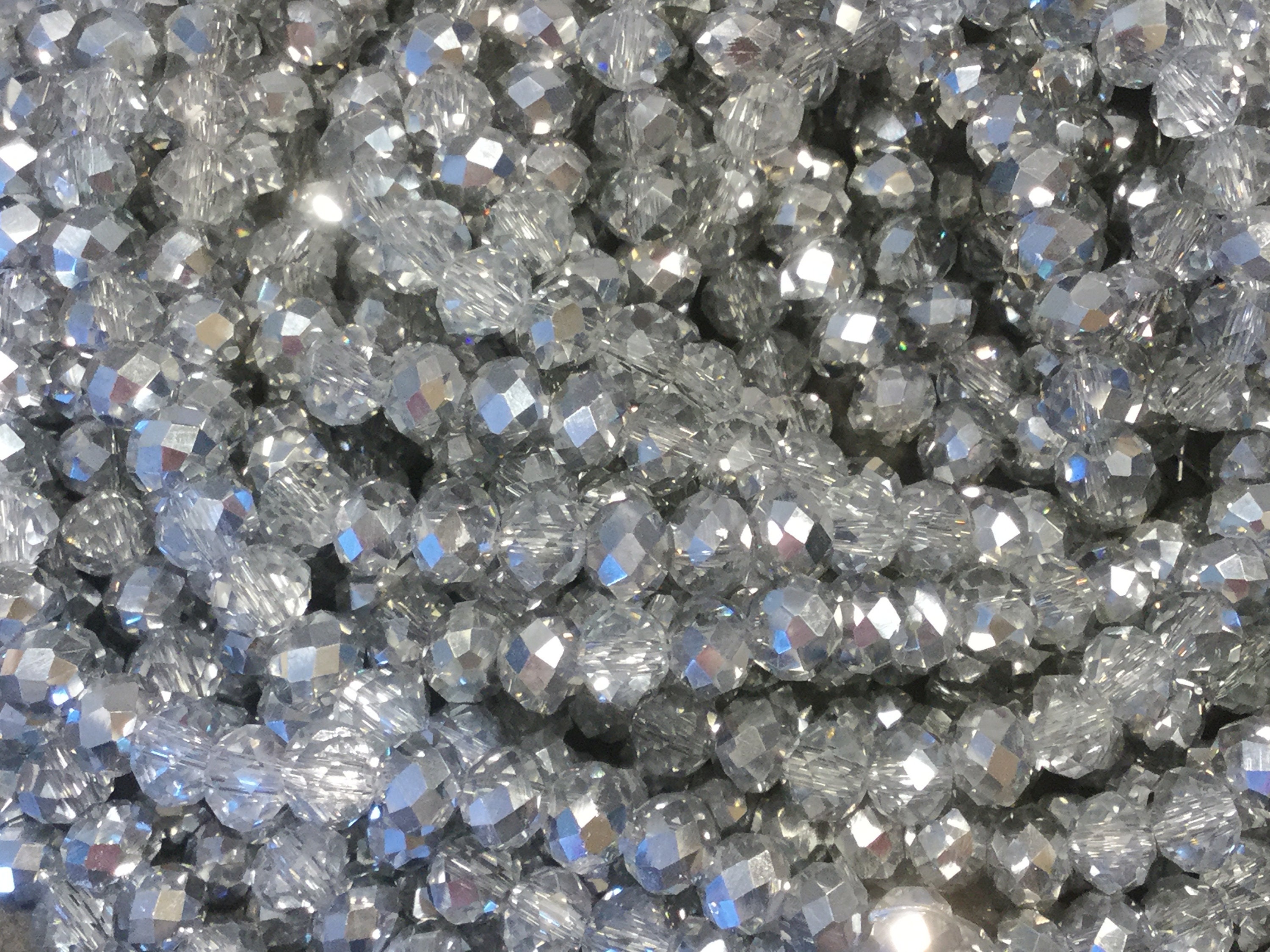 Half Silver Metallic Half Clear Faceted Crystal Rondelle Beads | Etsy