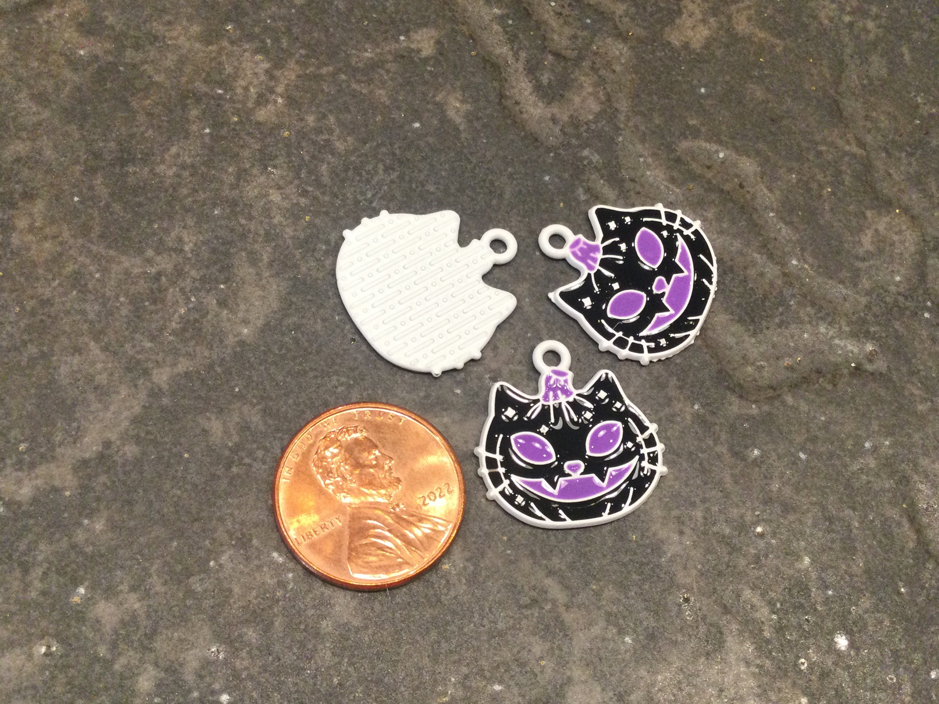 Enamel Halloween Black Cat Charms Package of 3 Purple and - Etsy