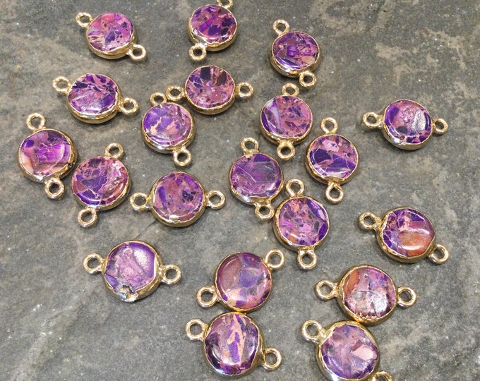 Purple Imperial Jasper Connector Charms ONE Connector for Jewelry ...