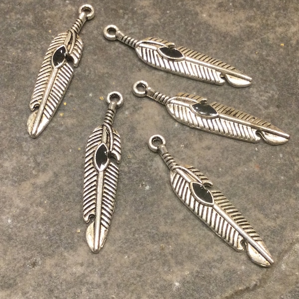 Silver Feather Charm - Etsy