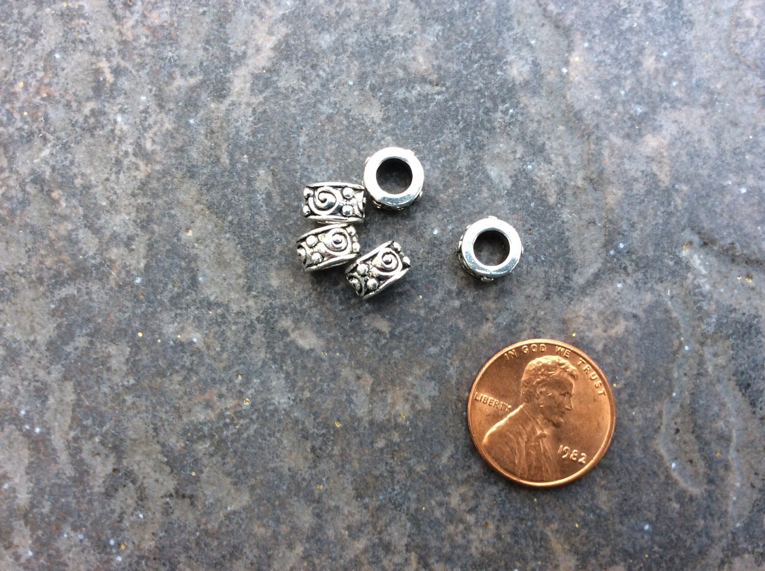 Filigree Tube Beads Package of 5 Beads Silver Large Hole Beads - Etsy