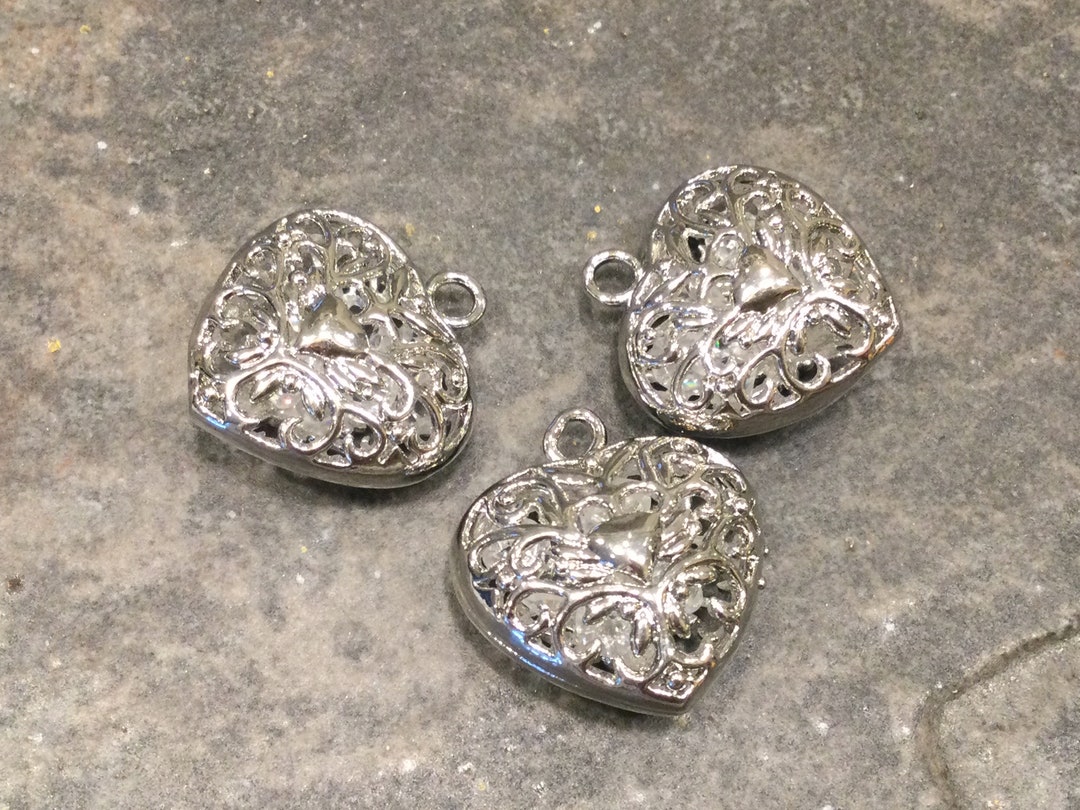 CLEARANCE Filigree Puffed Heart Charms Package of 3 Valentines Day ...