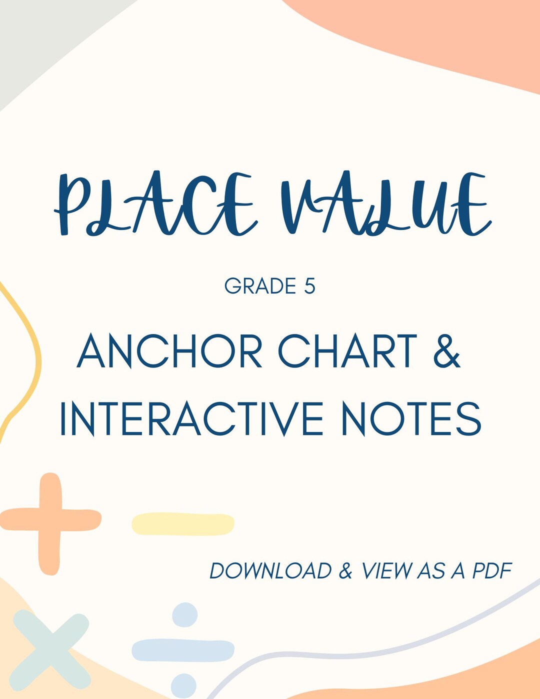 Place Value & Number Sense | 5th Grade Math Anchor Chart/interactive ...