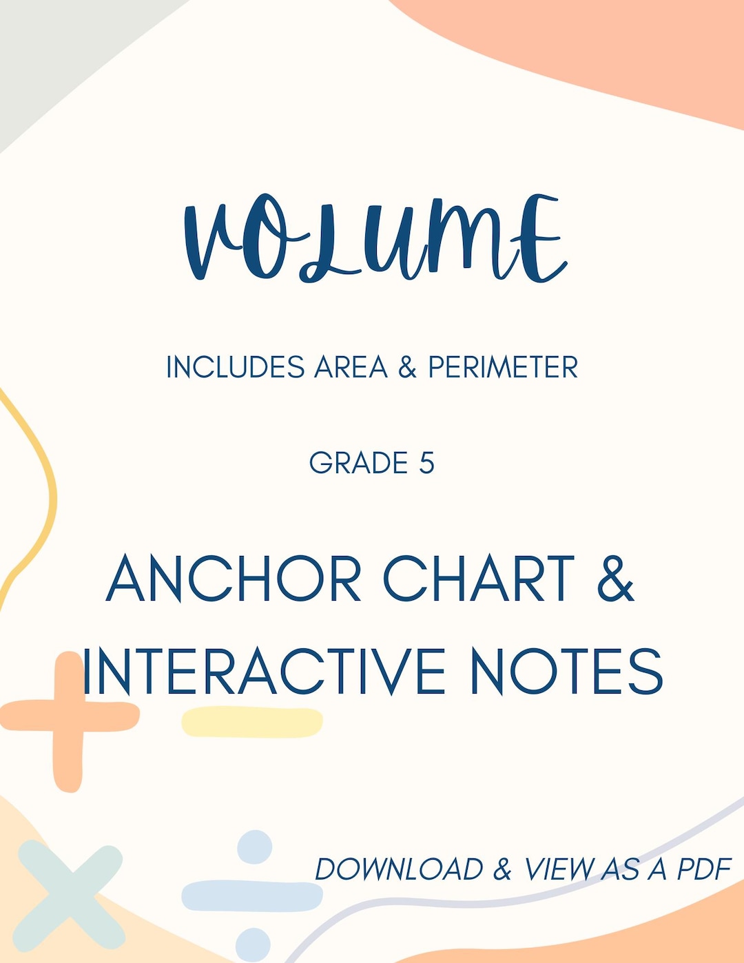 Volume, Area, Perimeter | 5th Grade Math Anchor Chart + Interactive PDF ...