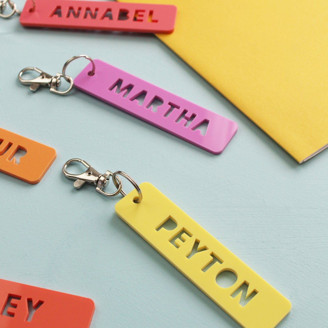 Pastel Acrylic Personalised Name Keyring - Etsy UK