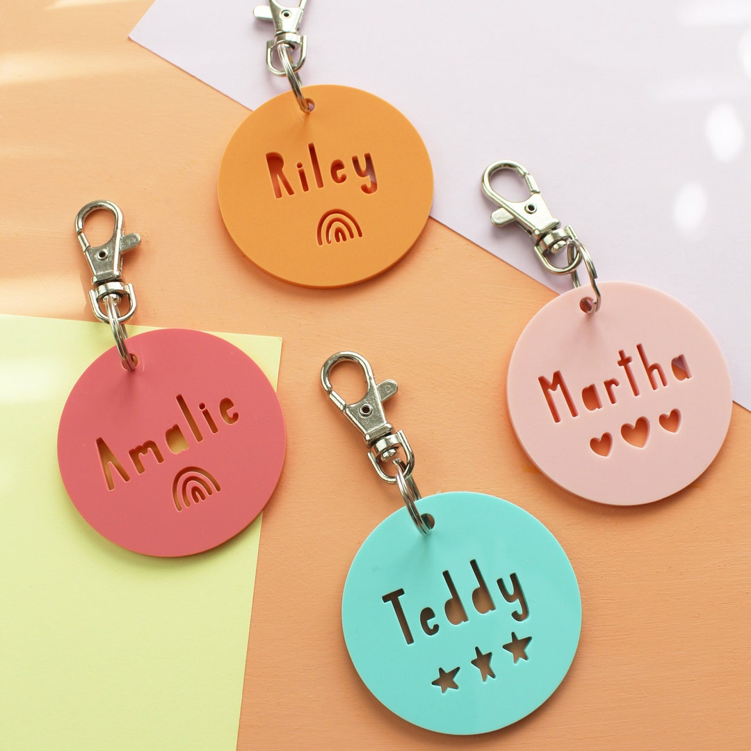 Round Acrylic Personalised Name Keyring - Etsy UK