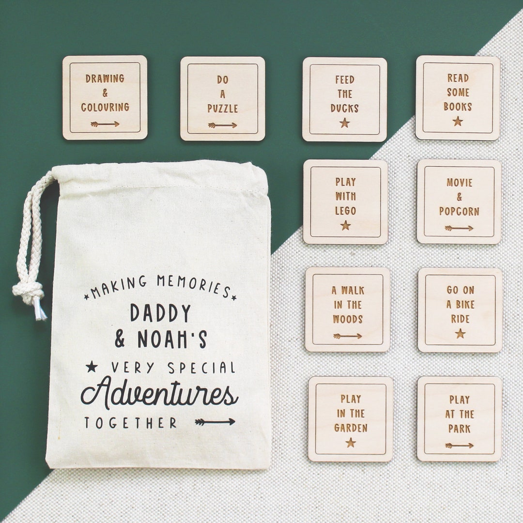Personalised Dad Adventure Tokens: Engraved Wooden Gift - Etsy