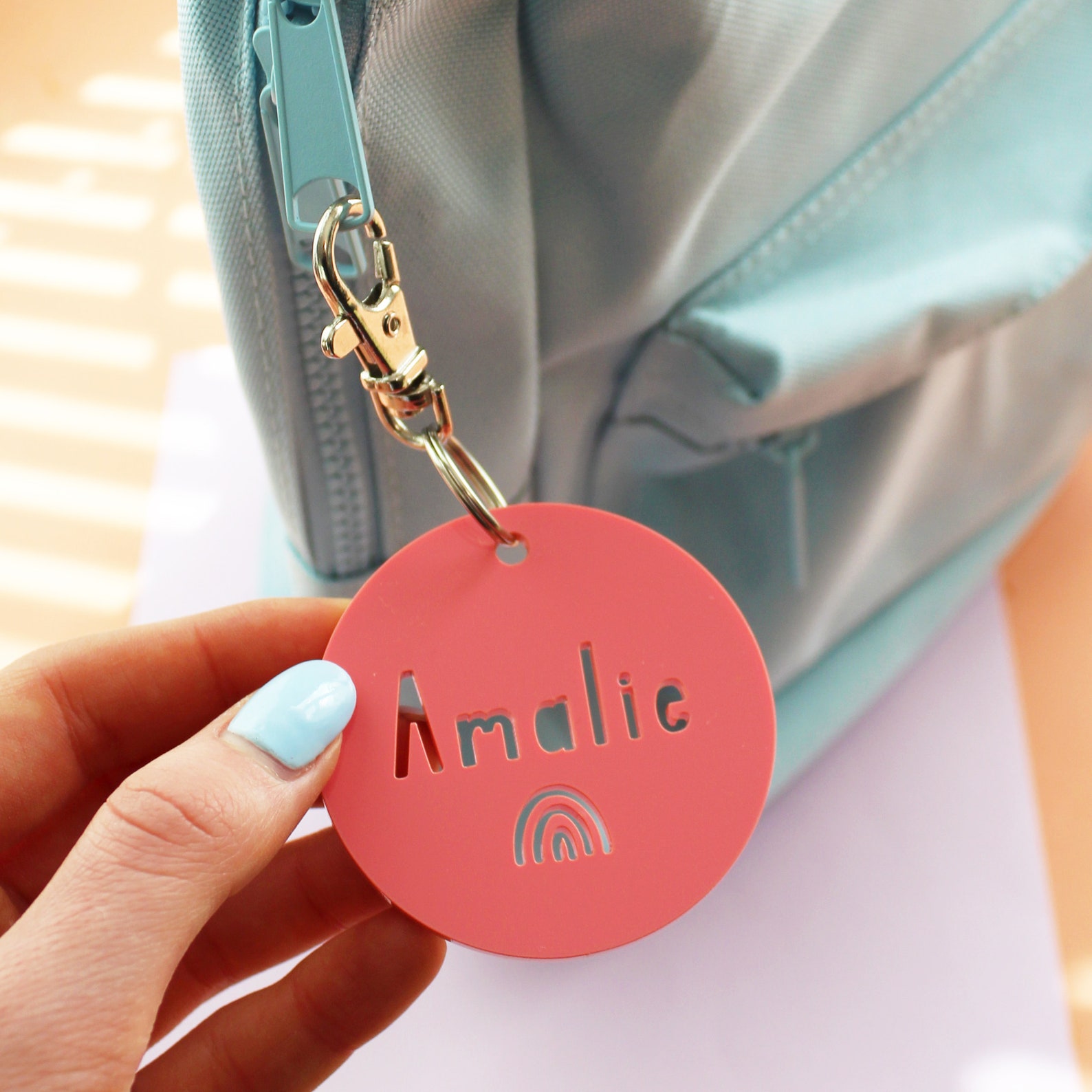 Round Acrylic Personalised Name Keyring - Etsy UK