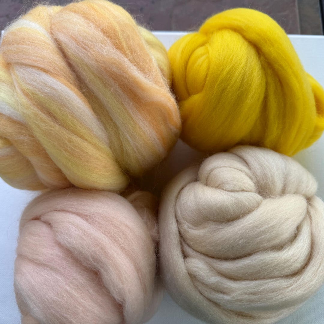 Merino Wool 21.5mic Roving - Lovely Mellow Yellows. Use for Spinning ...