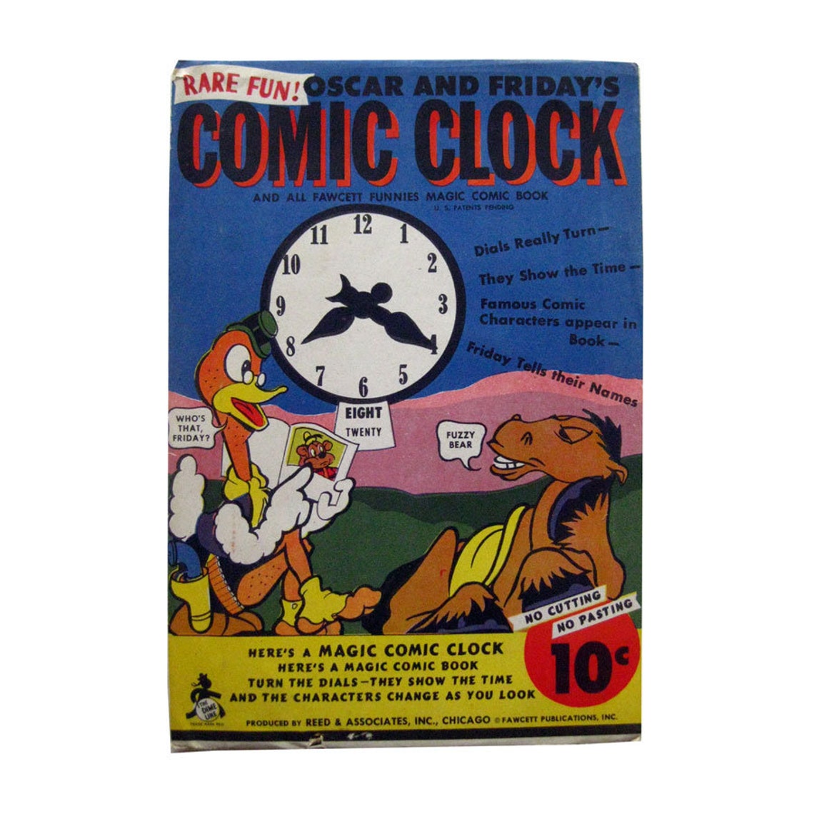 Vintage Dime Store Toy Comic Clock Cardboard Toy Paper Toy Mid Century ...