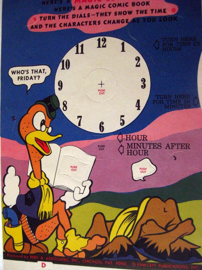 Vintage Dime Store Toy Comic Clock Cardboard Toy Paper Toy Mid Century ...