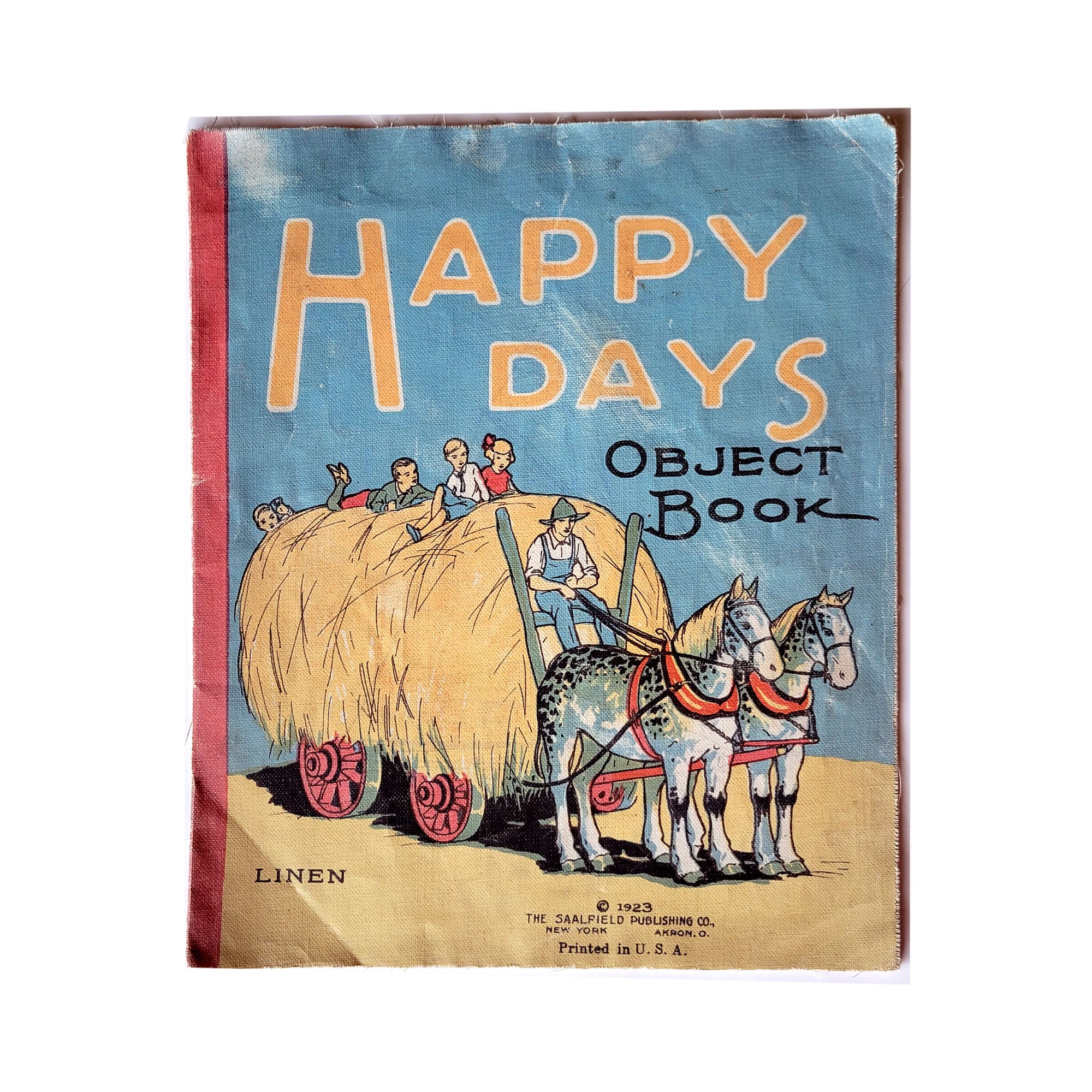 1920s Linen Book HAPPY DAYS, Vintage Childrens Books, Saalfield Fabric ...