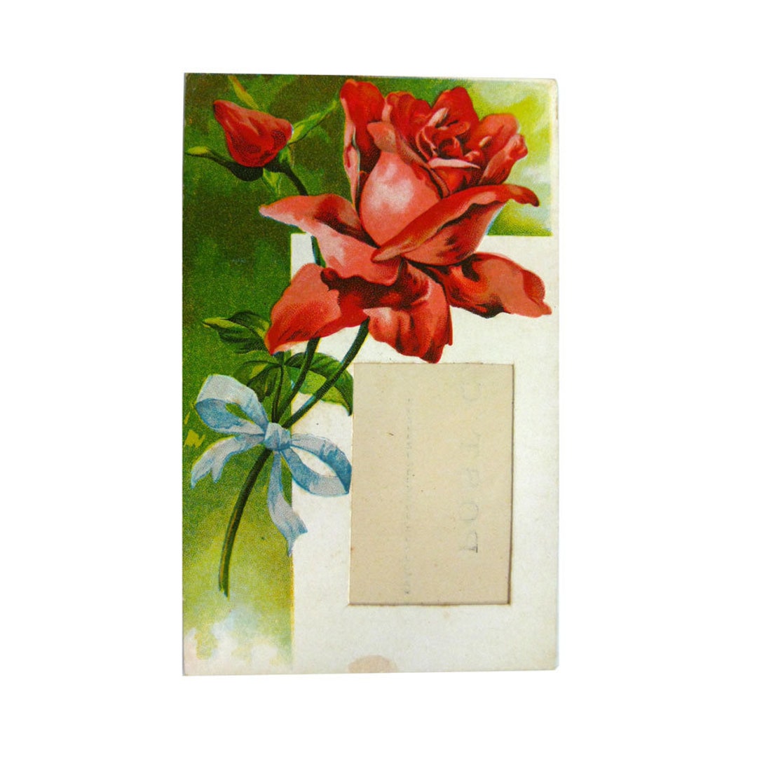 Vintage Red Rose Add A Picture Frame Postcard Unusual Frame Post Card ...