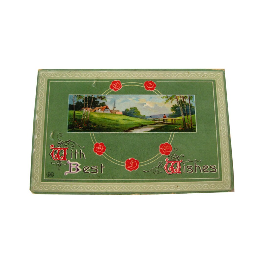 German Gel Postcard With Best Wishes Salutaion - Landscape Post Card ...