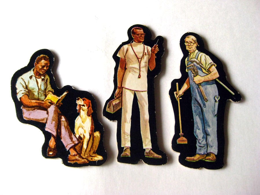 Working Men Professions Cardboard Cut Outs Magnetic Art - Etsy