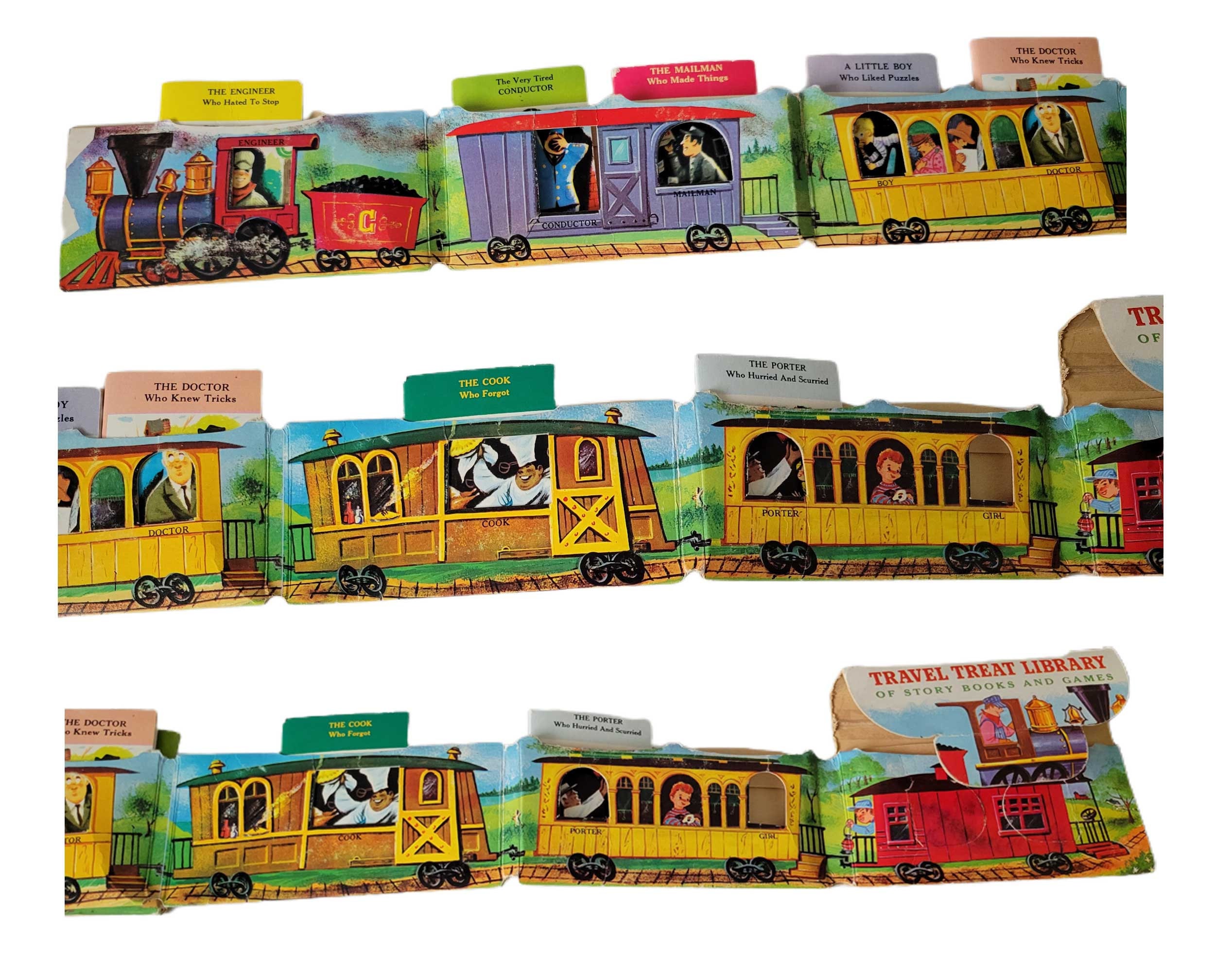RARE Travel Treat Library of Story Books and Games, Fold Out Train With ...