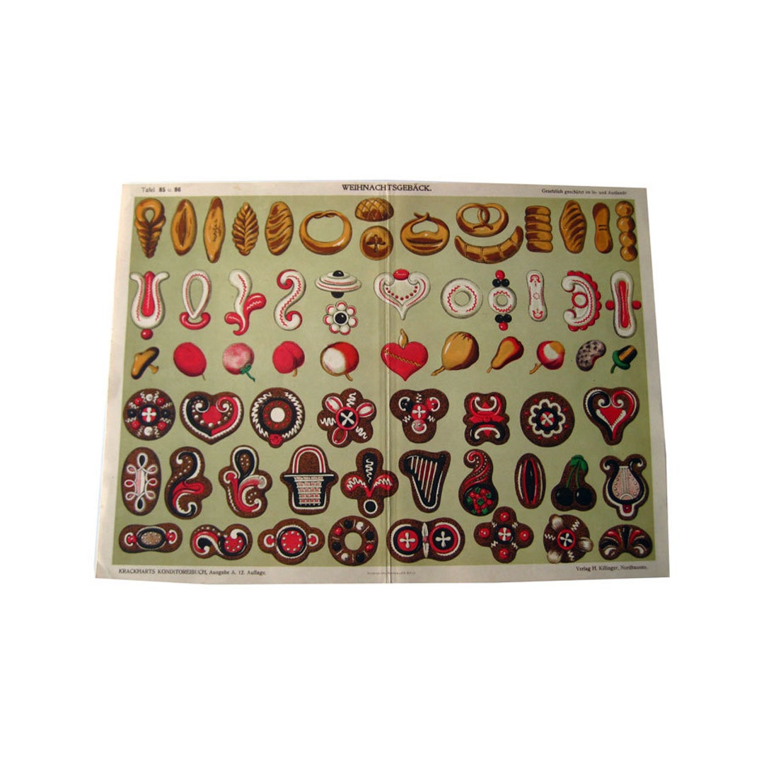 Antique German Cookie Print Original Weihnachtsgeback C1900s / Foodie ...