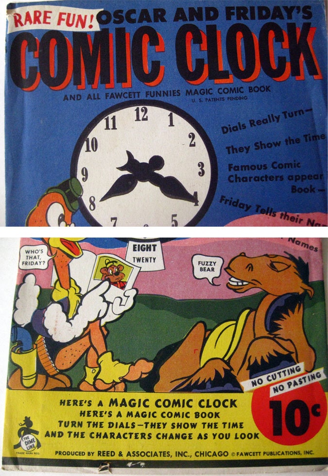 Vintage Dime Store Toy Comic Clock Cardboard Toy Paper Toy Mid Century ...