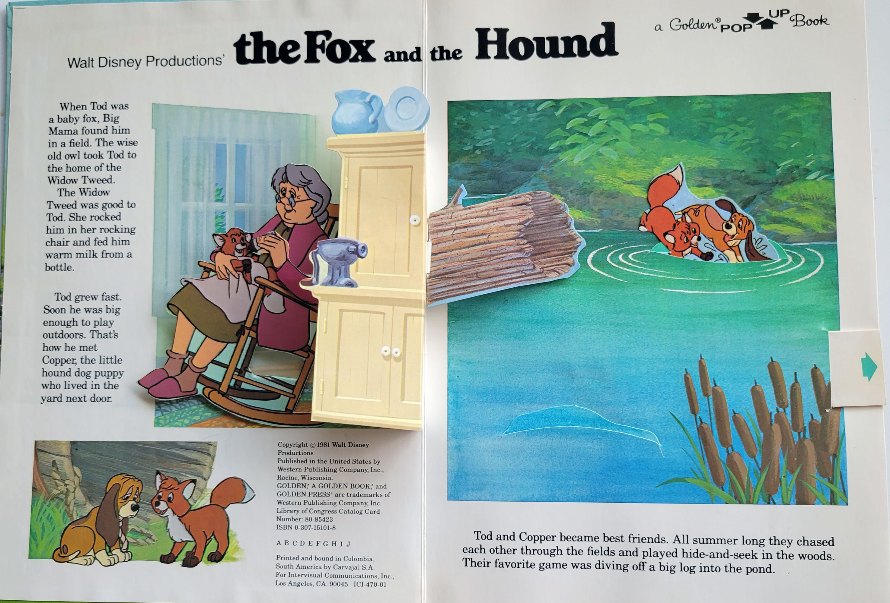 The Fox and the Hound Pop up Book Popup Books Walt Disney - Etsy