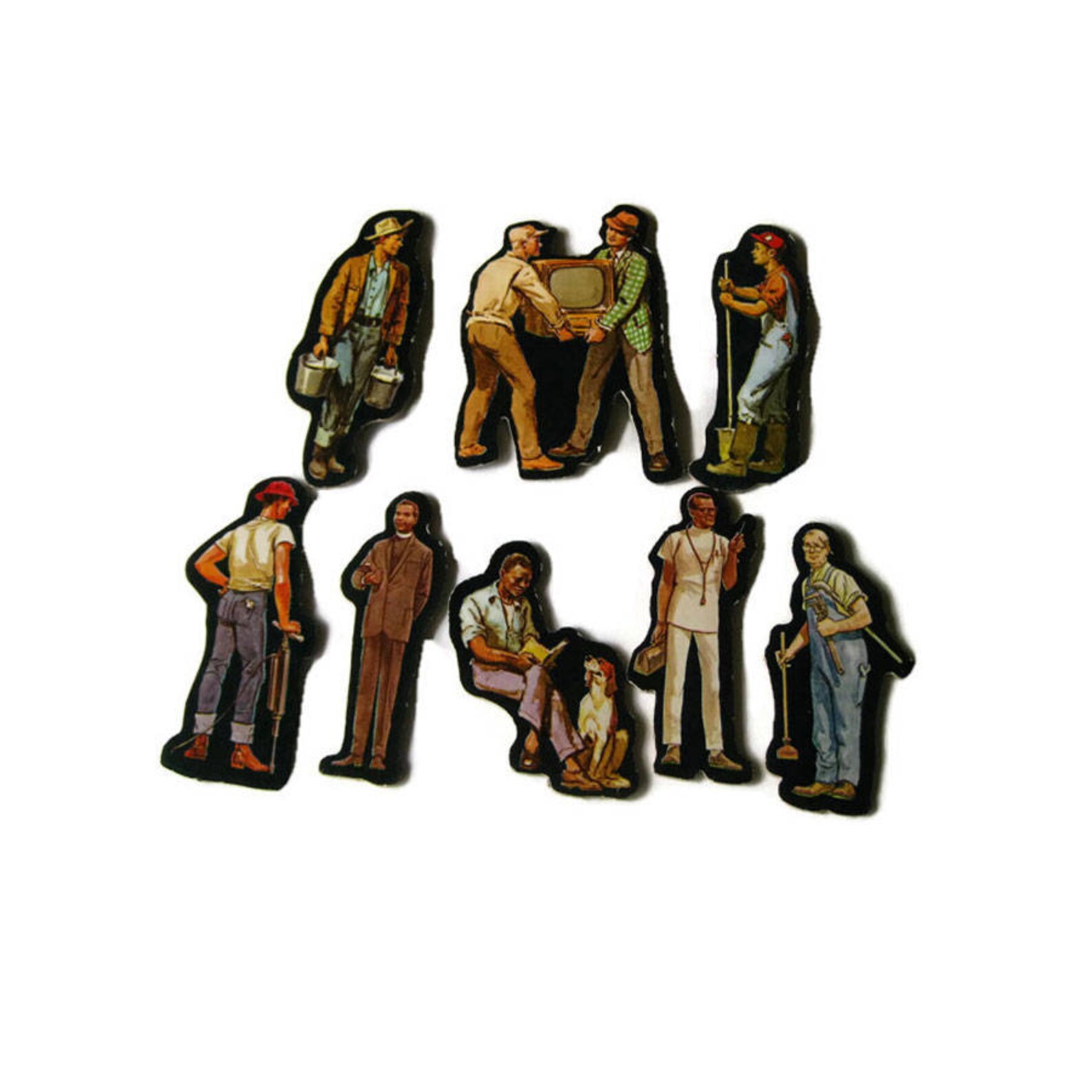 Working Men Professions Cardboard Cut Outs Magnetic Art - Etsy