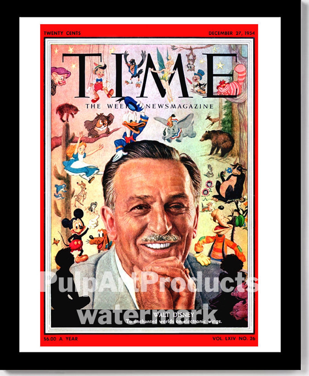 WALT DISNEY December 27, 1954 Time Magazine Cover Poster - Etsy