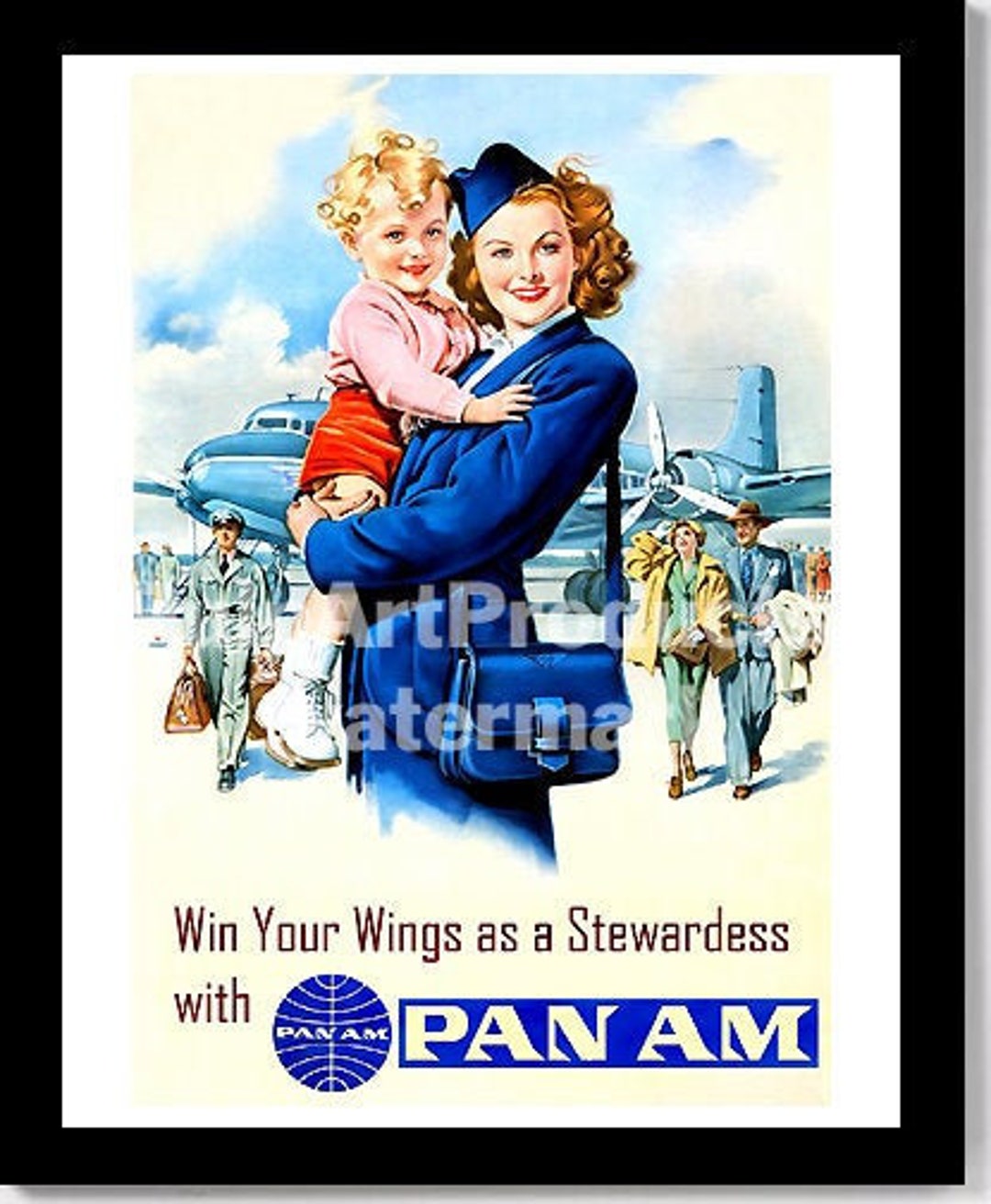 PAN AM 1950s win Your Wings Travel/recruitment Poster - Etsy
