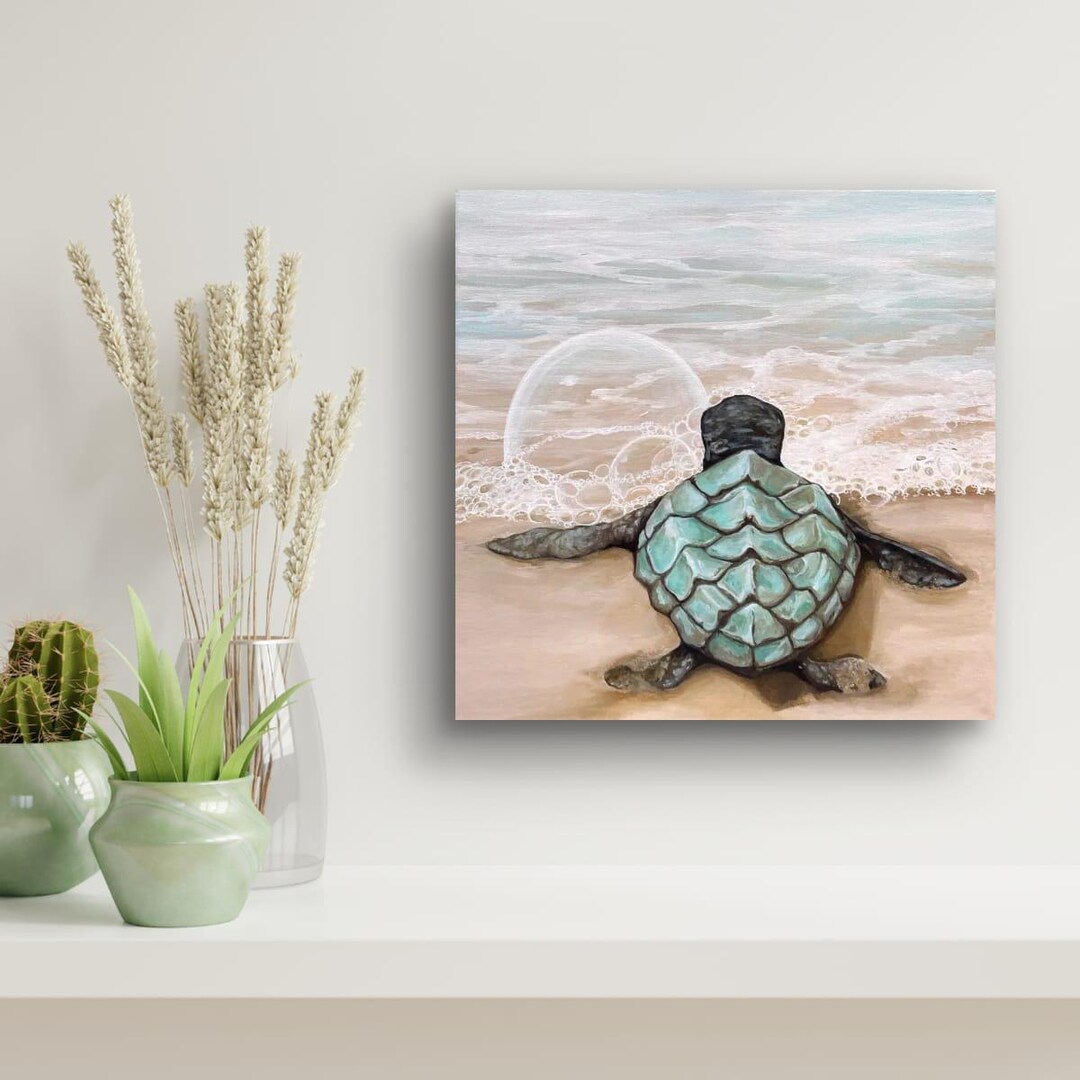 Sea Turtle Painting: Abstract Ocean Art, Beach Home Decor - Etsy