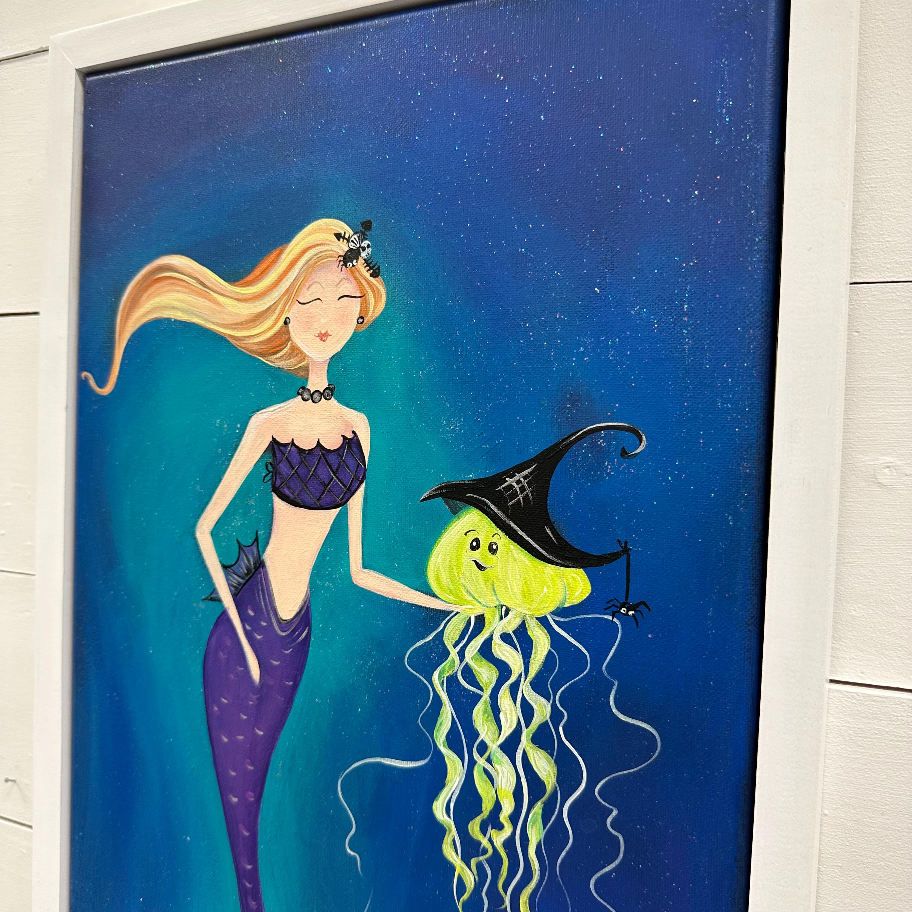 Halloween Mermaid Jellyfish Ghost Witch Hat Painting Party Hostess Gift ...