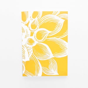 Yellow Flower Linocut Card, Bright Summer Art Lino Print, Floral Cards ...