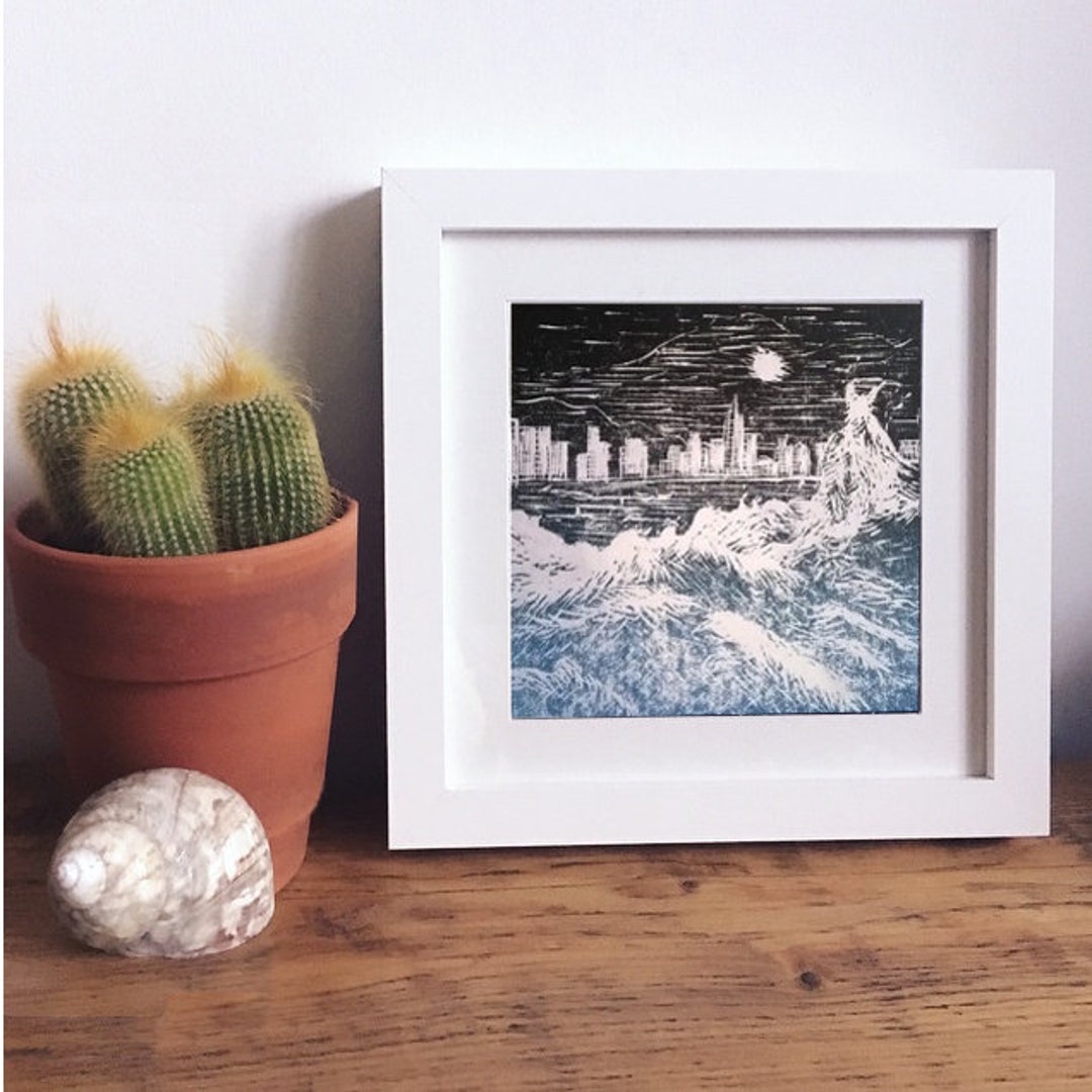 Original Hong Kong Lino Print Wall Art for Sale, Chinese Style Linocut ...