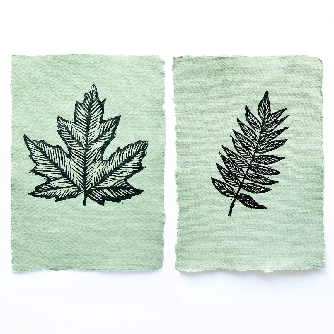 Original leaf linocut prints Hand printed art gifts on | Etsy